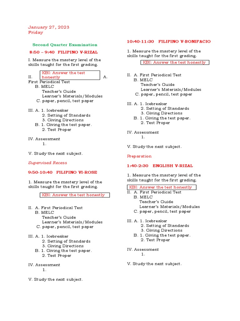 Lesson Plan Exam | PDF | Teachers | Education Theory