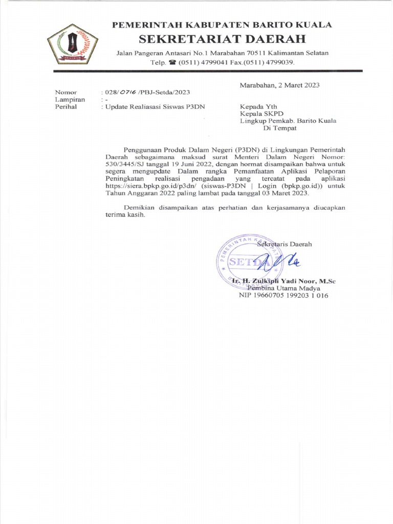 Surat Input P3DN | PDF