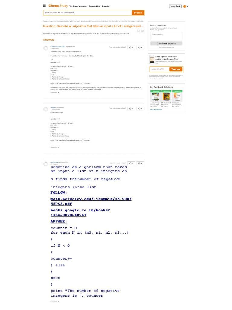 Describe An Algorithm That Takes As Input A List O... | PDF | Control Flow | Algorithms