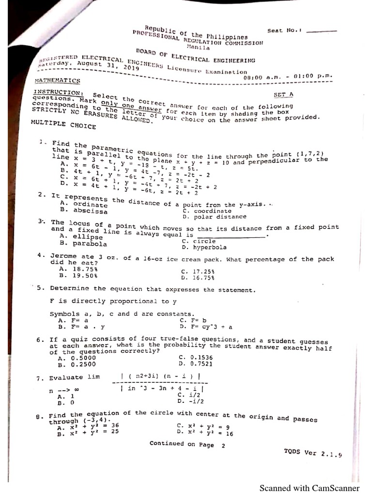 Math 2019 Board Exam | PDF