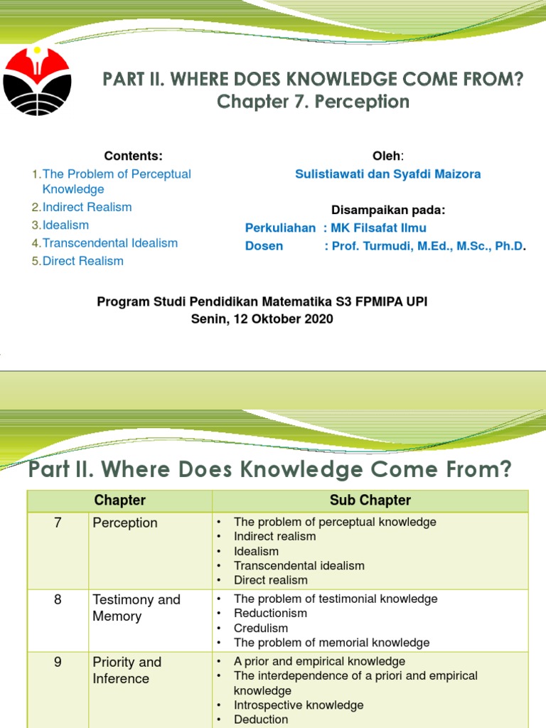 Perceptual Knowledge Theories | PDF | Knowledge | Inductive Reasoning
