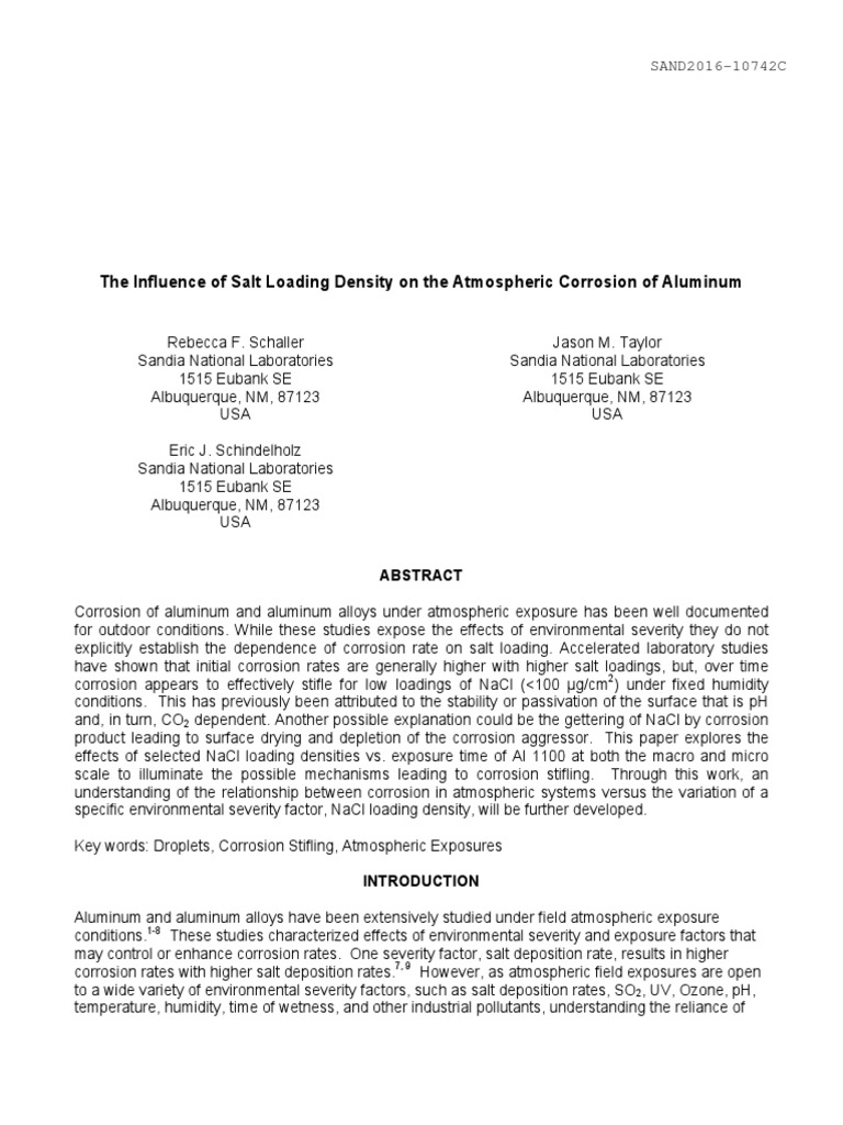Influence of Salt Loading Density On The Atmospheric Corrosion of ...