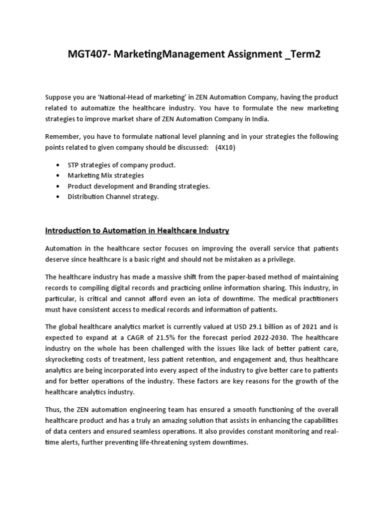 MarketingManagement Assignment | PDF | Health Care | Medical Diagnosis