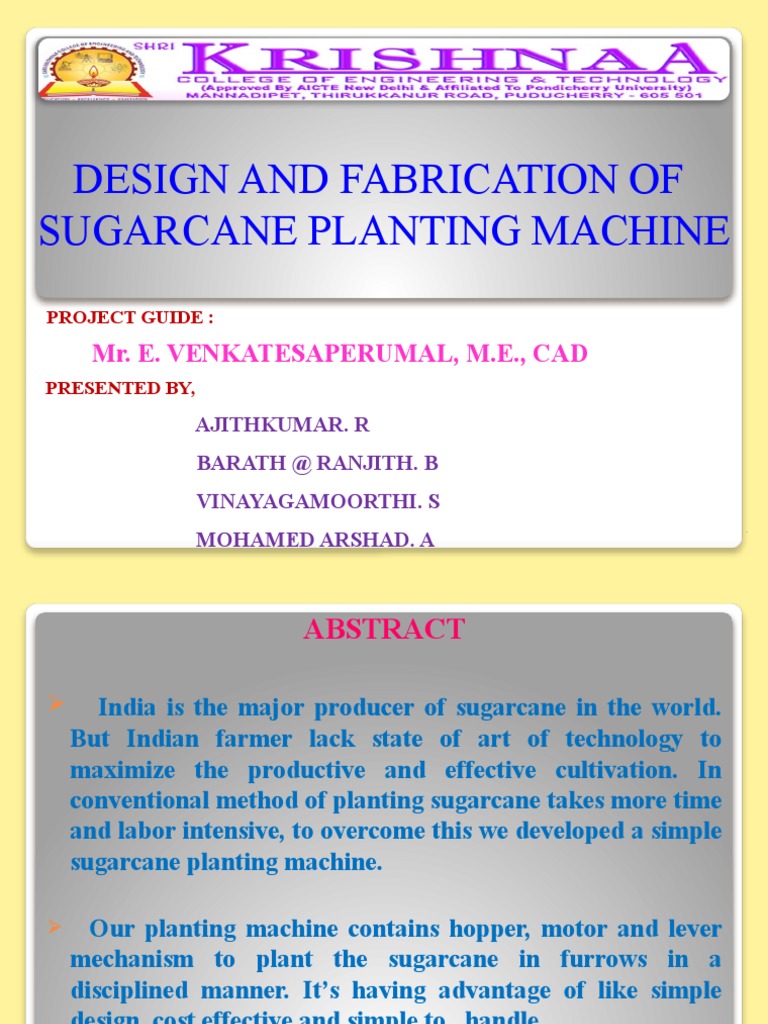 Desing and Fabrication of Sugar Cane Planting Machine | PDF | Sugarcane ...