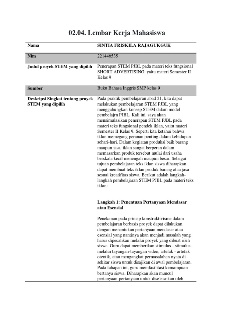 A Lembar Kerja 02 | PDF | Bisnis | Seni