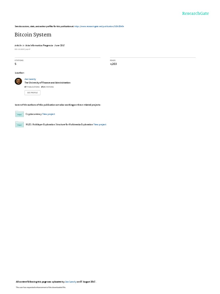 Bitcoin System | PDF | Cryptocurrency | Bitcoin