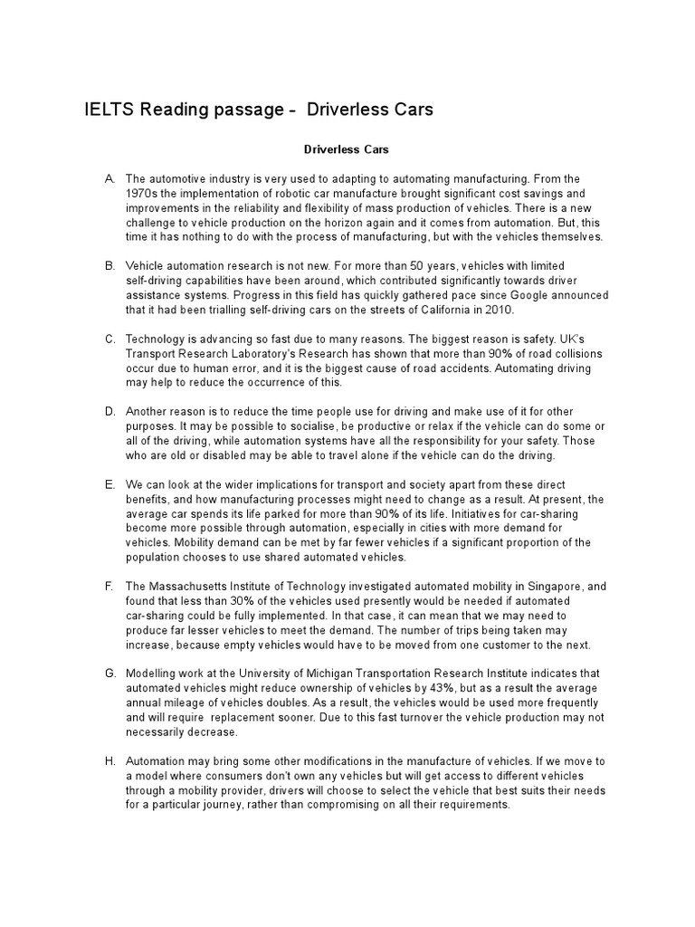 Ielts Academic Reading Practice Test 6 B4309d77df Pdf Automation Transport