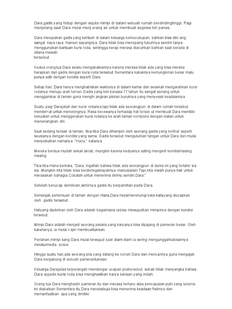 Contoh Cerpen Singkat Pendidikan | PDF