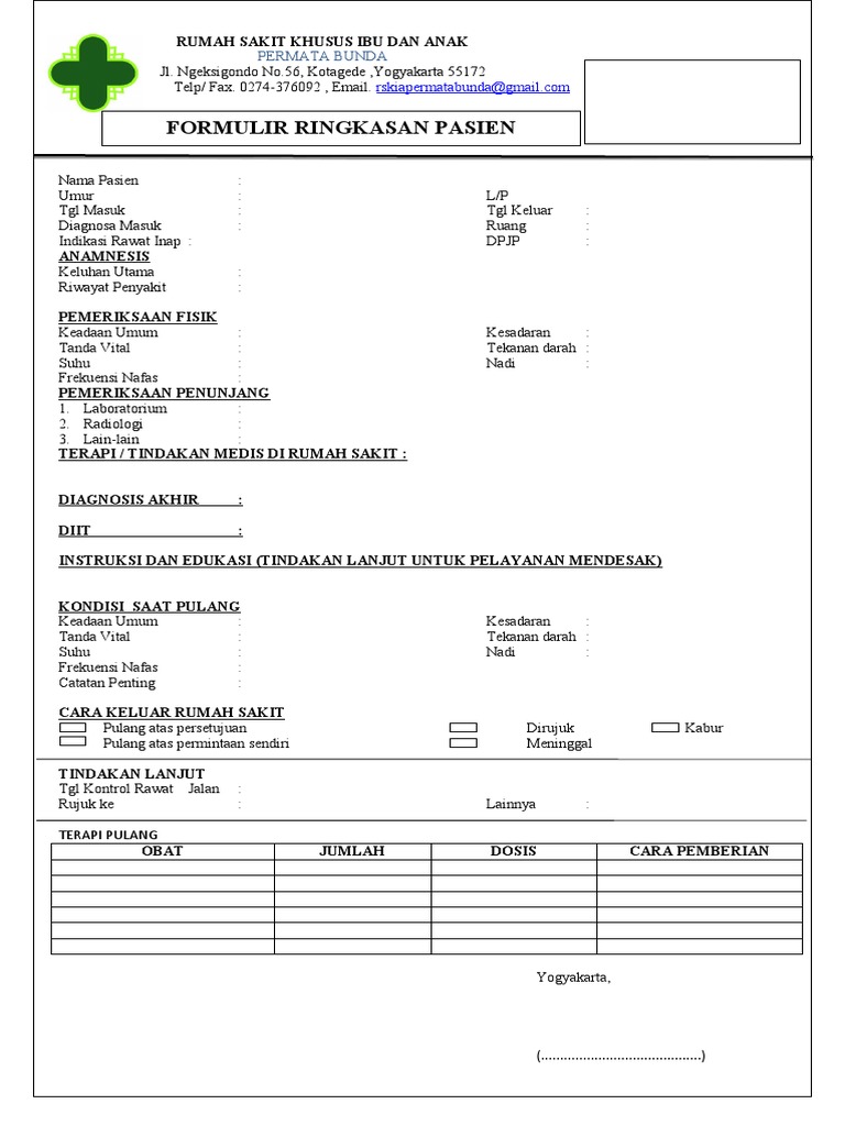 Form Ringkasan Pulang | PDF