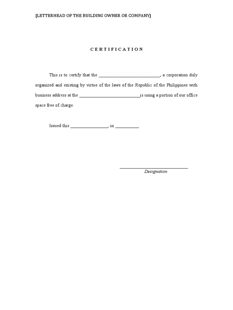 Template - Certification of Free Charge - Sample | PDF