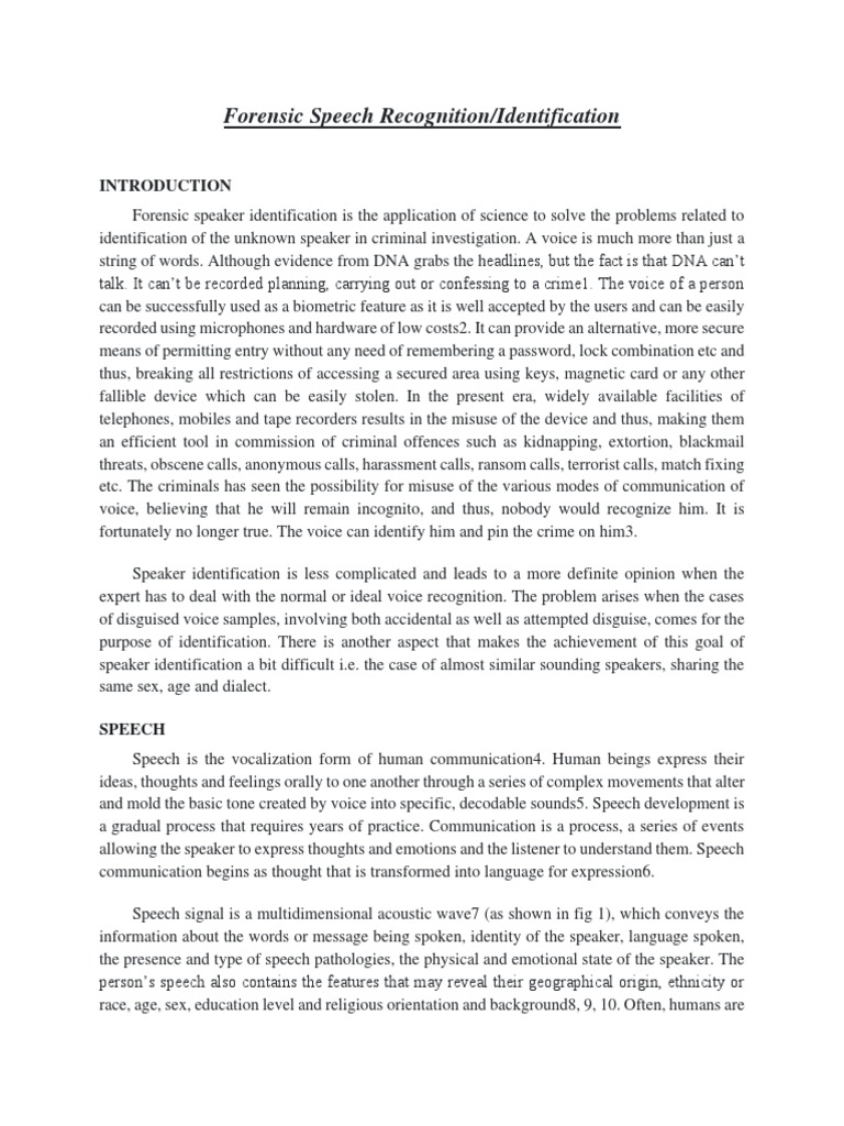 Forensic Speech Recognition | PDF | Human Voice | Speech