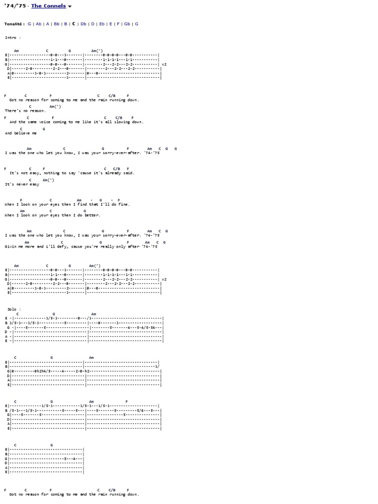 Partitions - '74 - '75 - The Connels | PDF | Recorded Music