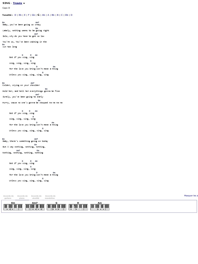 Partitions - Sing - Travis | PDF