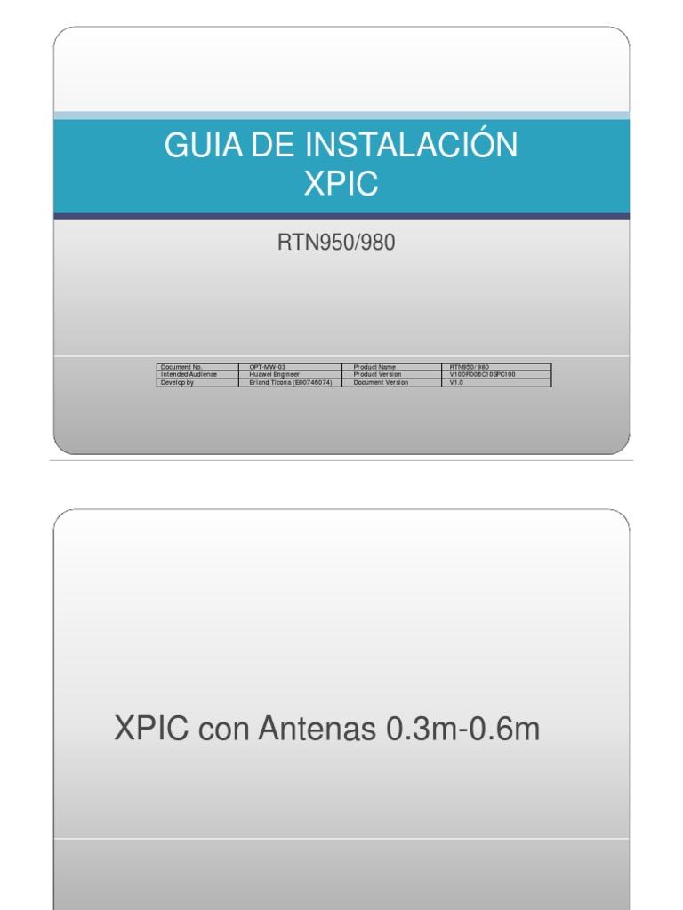 Guia de Instalación XPIC - RTN950-980 | PDF | Antena (Radio ...