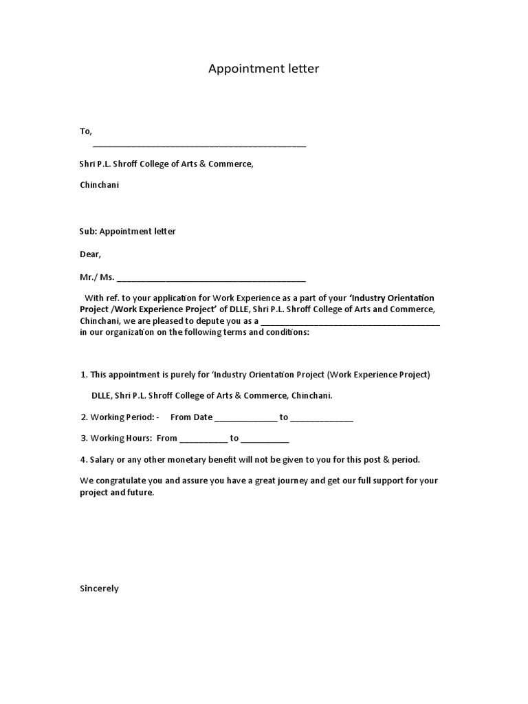 Appointment Letter PAWAN | PDF