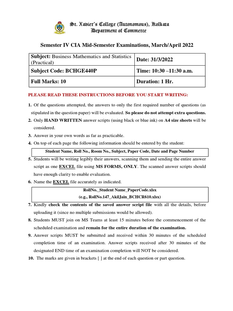 Sem IV BMS II Practical 31 Mar | PDF