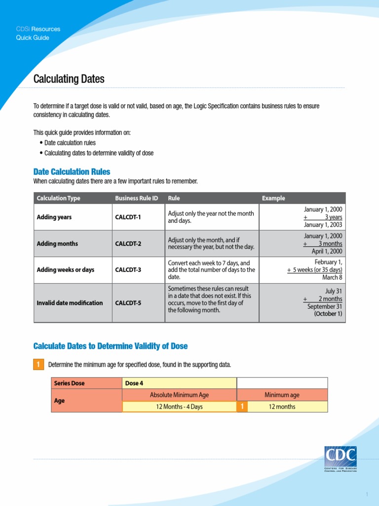 Calculating Dates Quick Guide Pdf Dose Biochemistry Chemistry