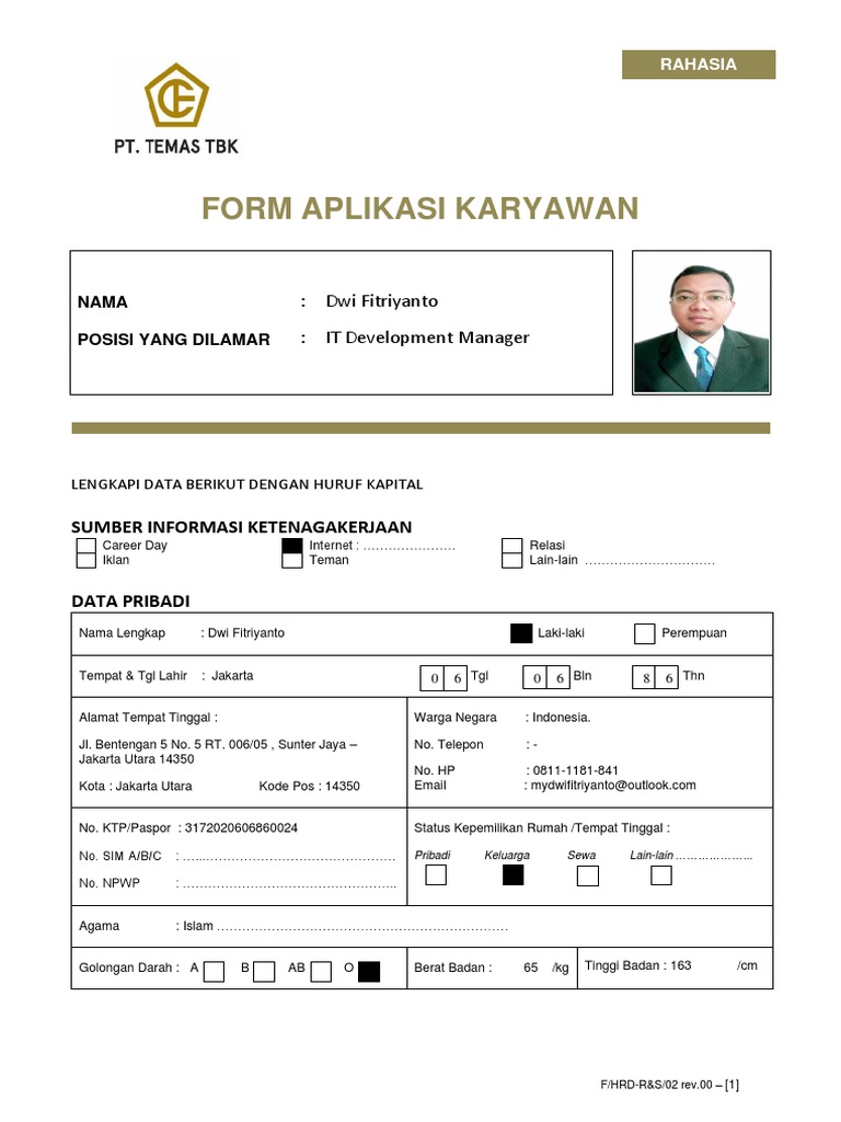 New Form Aplikasi Karyawan | PDF | Karier & Perkembangan