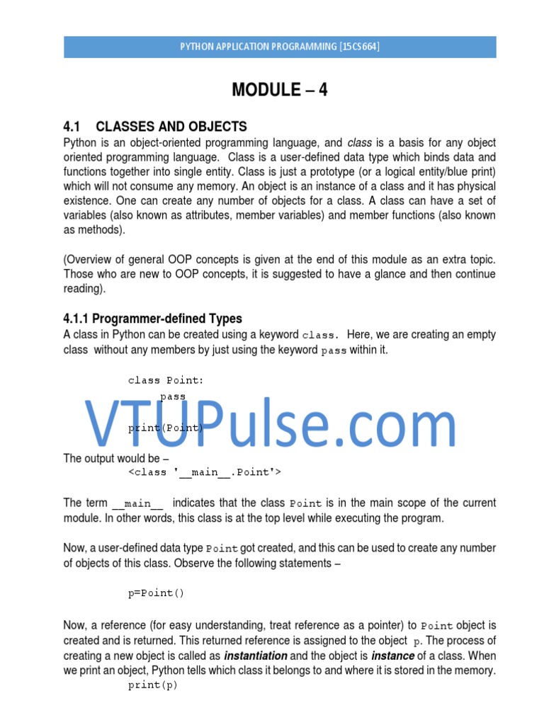17cs664 Module 4 Python Pdf Object Oriented Programming Method Computer Programming 