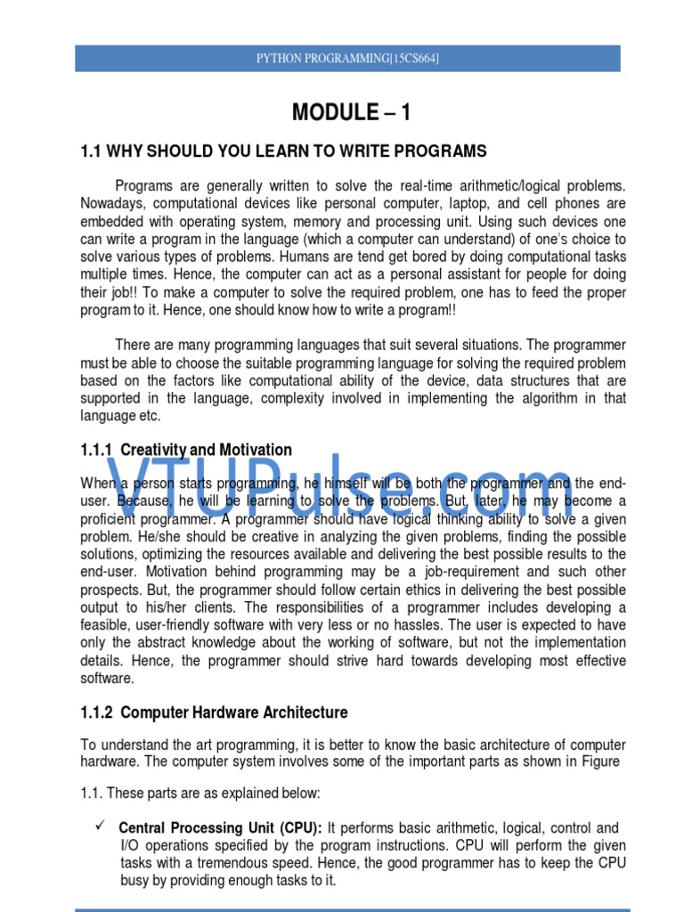 17CS664 Module-1 (Python) | PDF | Computer Data Storage | Programming