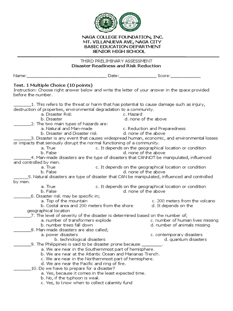 DRR Exam | PDF | Hazards | Risk