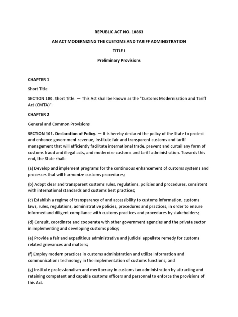 Cmta (Sec100 121) | PDF | Customs | Cargo