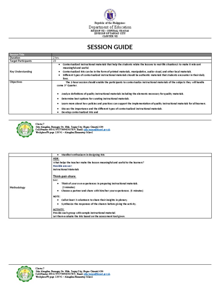 Developing Contextualized Instructional Materials | PDF | Learning ...
