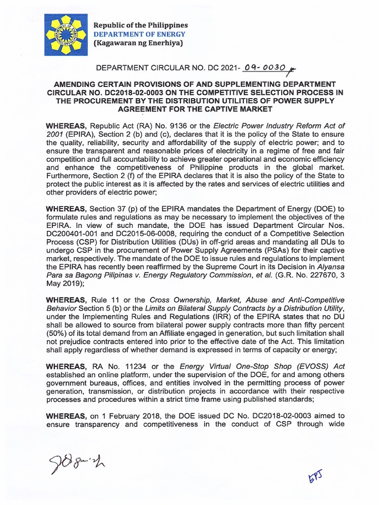 Department Circular No. DC2021-09-0030 | PDF