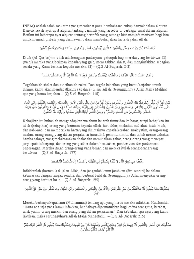 Ayat Al-Qur'an tentang Infaq | PDF