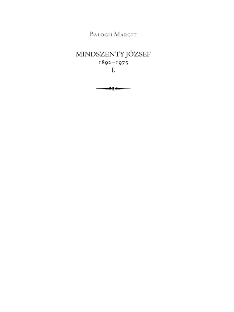Balogh Margit Mindszenty József (1892-1975) | PDF