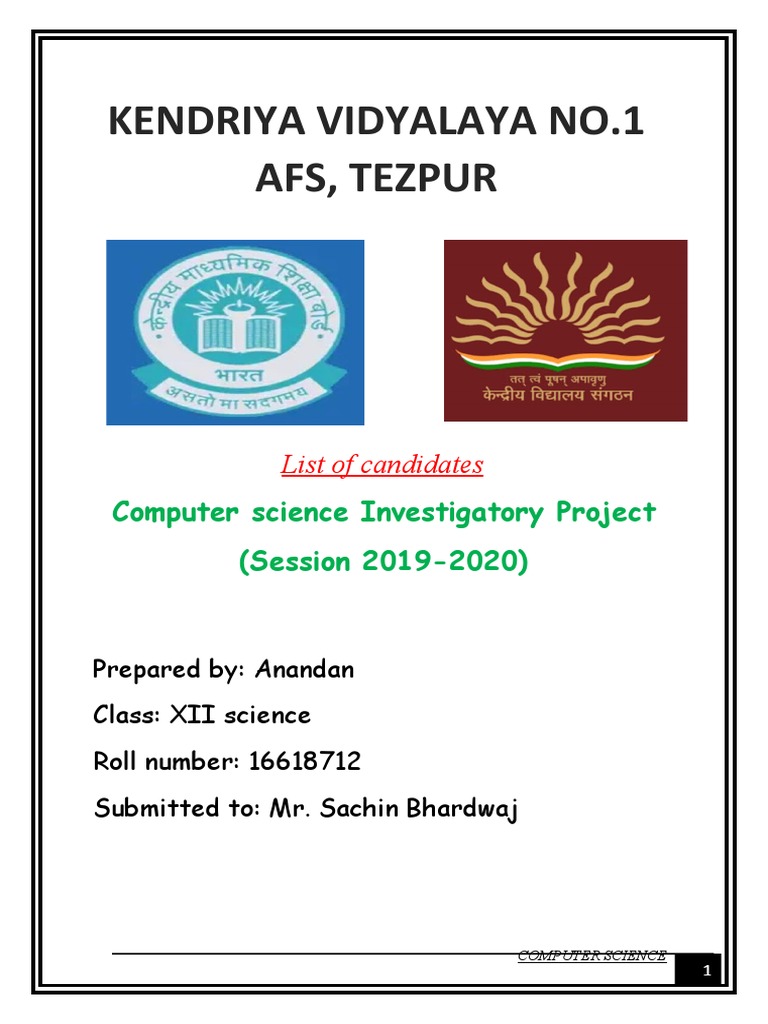 Computer Science Investigatory Project Pdf Software Testing Computer Program