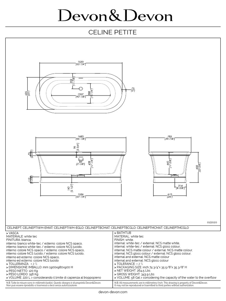 Celine-Petite Technical-Specifications Devon-Devon 1 | PDF | Length | Units Of Measurement