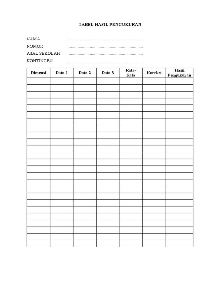 Form Pengukuran | PDF