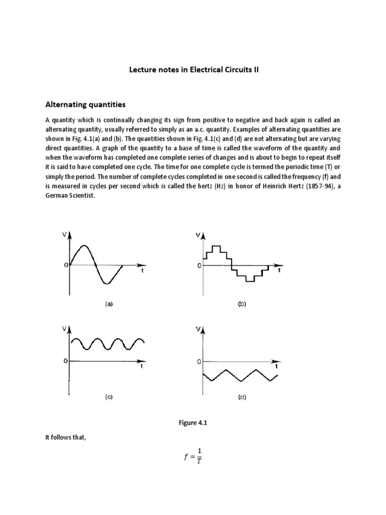 1 Lecture | PDF | Alternating Current | Electrical Network