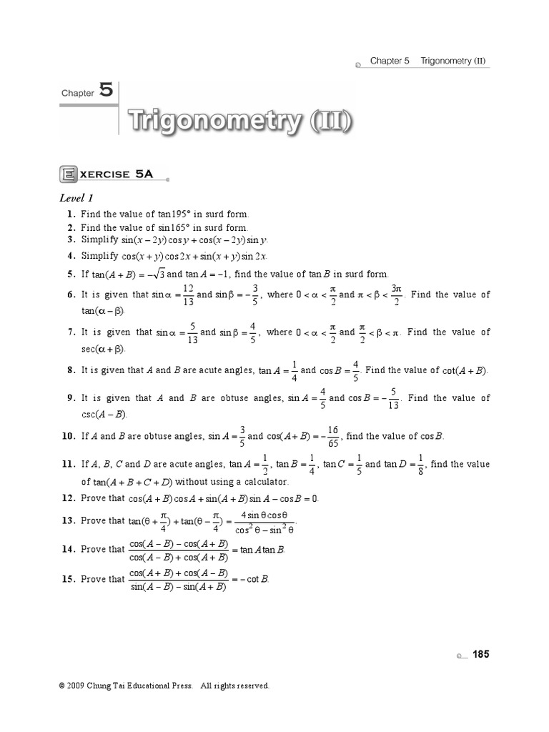 Ch5 Trigonometry (II) Q | PDF | Trigonometric Functions | Geometry