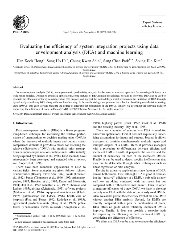 Envelopment Analysis (DEA) and Machine Learning | PDF | Statistical Classification | Cluster ...