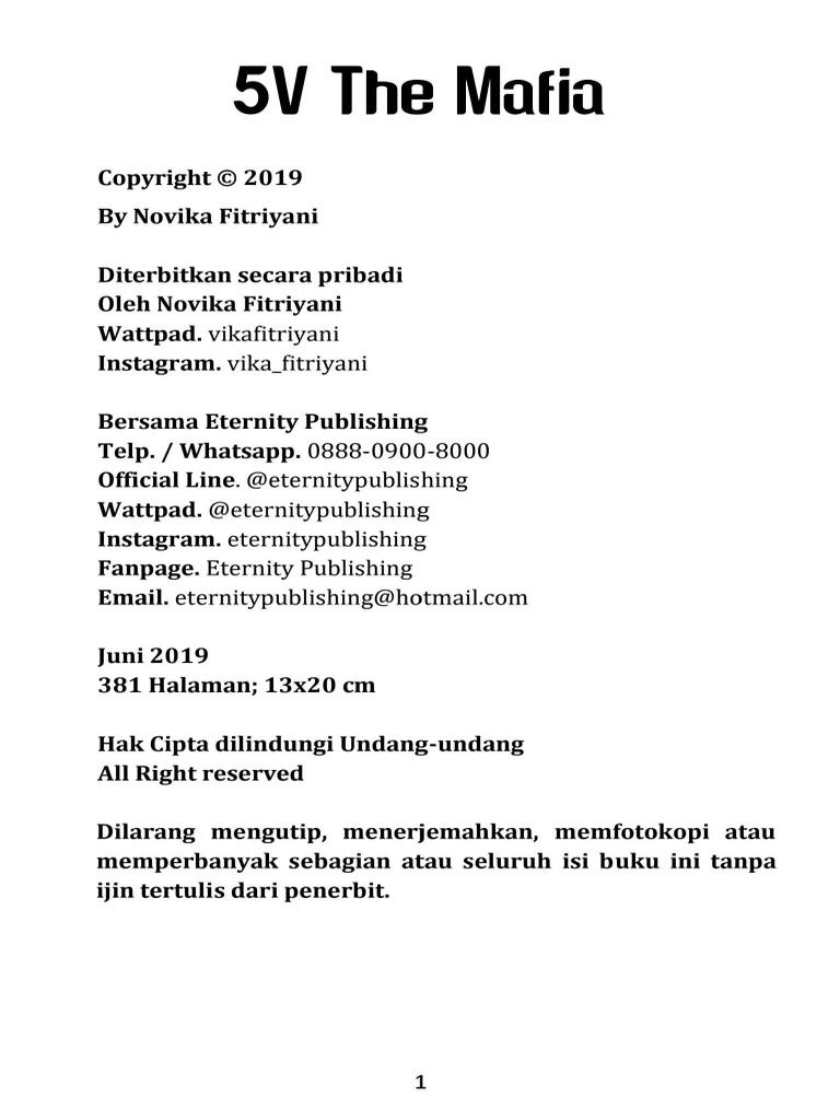 Novel Mafia Tidur Telentang Tengkurep | PDF