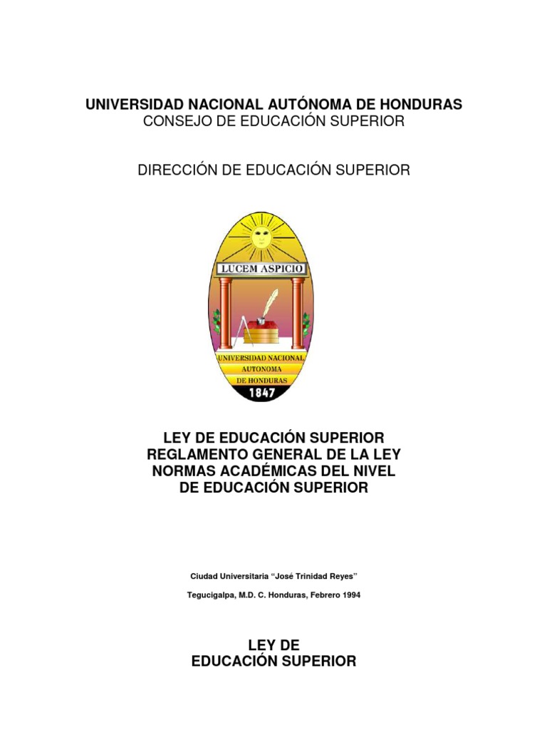 Ley de Eduacion Superior | PDF | Honduras | Educación más alta