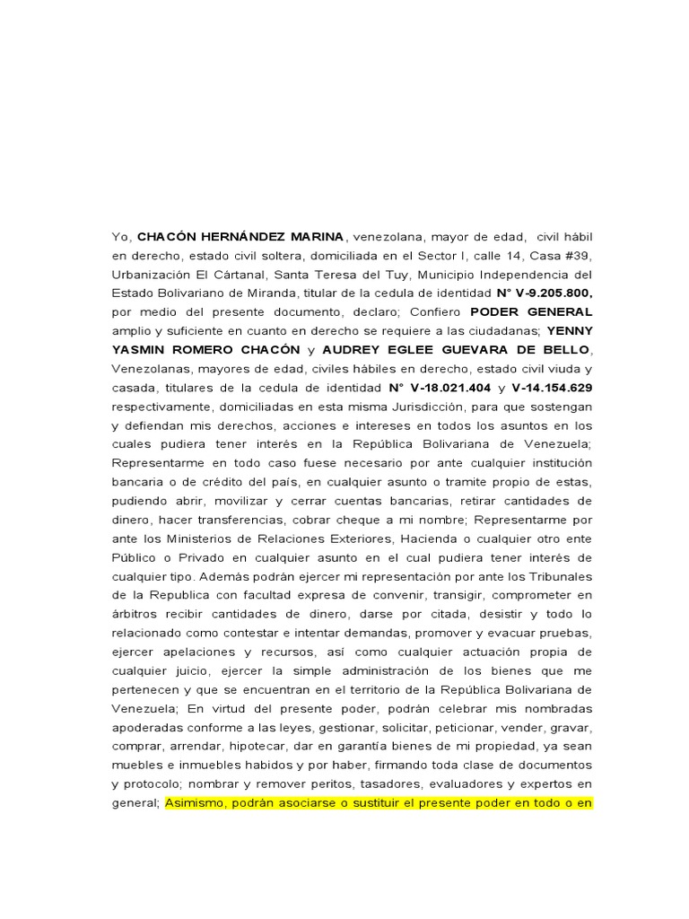 Documento Poder Mary Chacon | PDF