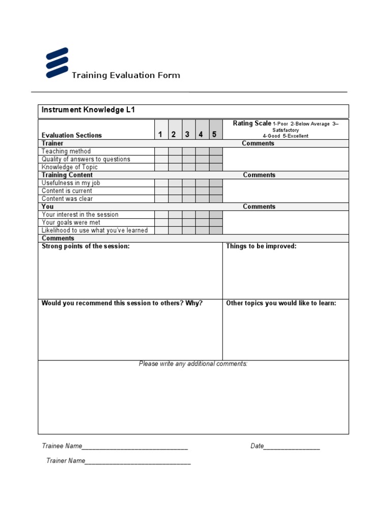 Training Evaluation Form | PDF