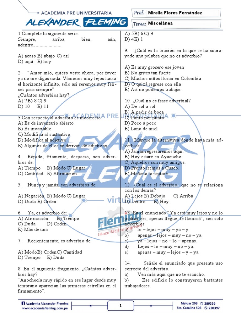 Adverbio Prepo Conjuncion Cepre Ciencias | PDF | Adverbio | Tipología Lingüística