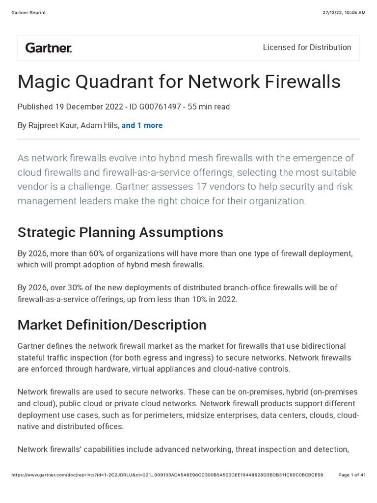 Fotigate Network Firewall Gartner Report | PDF | Cloud Computing ...
