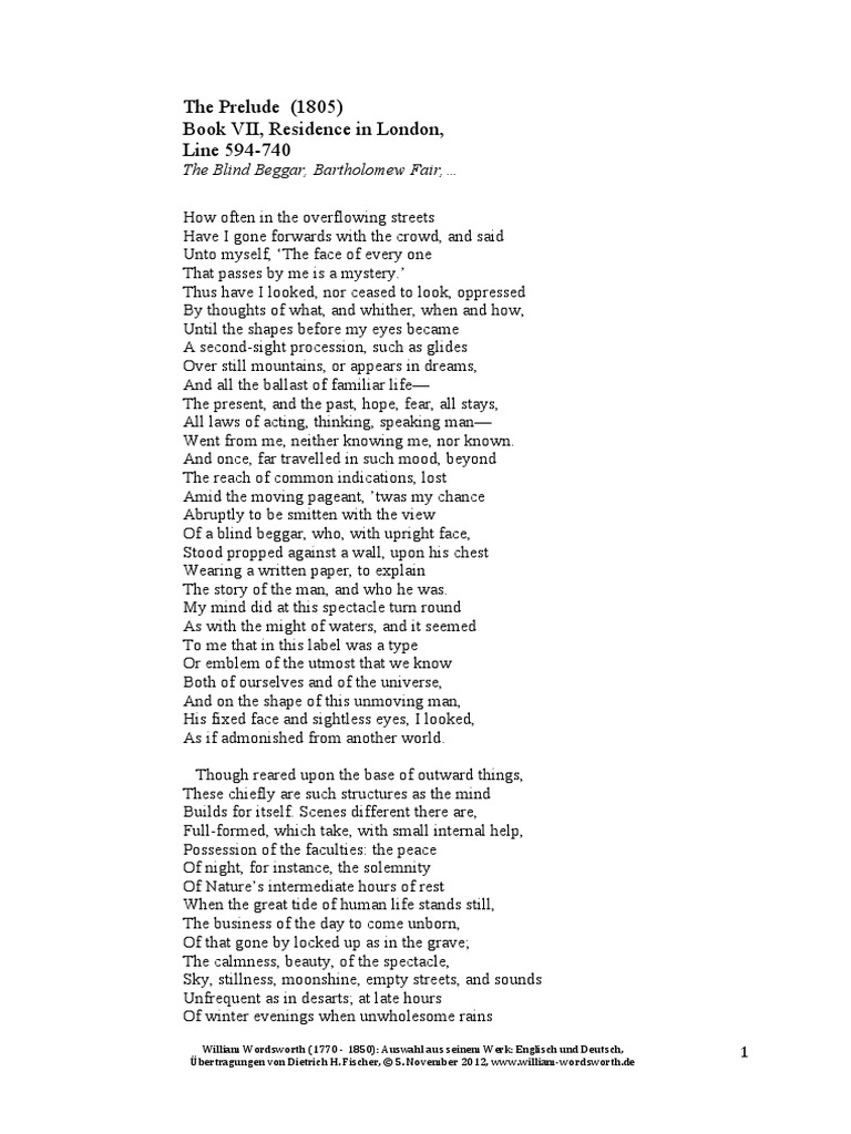 Wordsworth's "The Prelude" Excerpt Analysis | PDF | Poetry