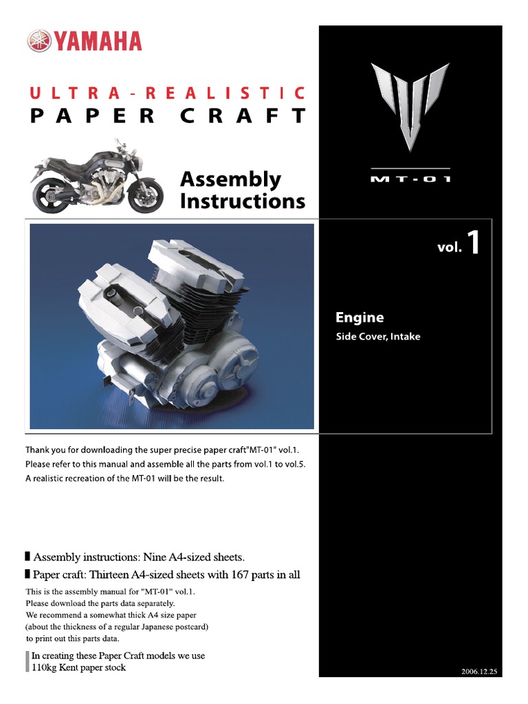ULTRA-REALISTIC PAPER CRAFT MT-01 Vol.1 - Engine Assembly ... | PDF | Adhesive | Scissors