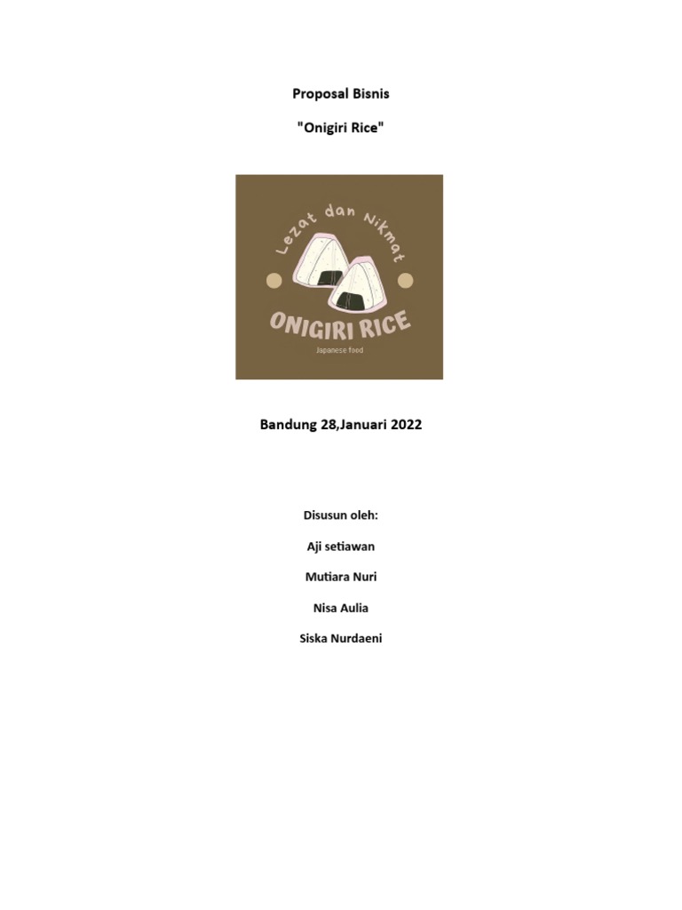 Proposal Usaha Onigiri | PDF