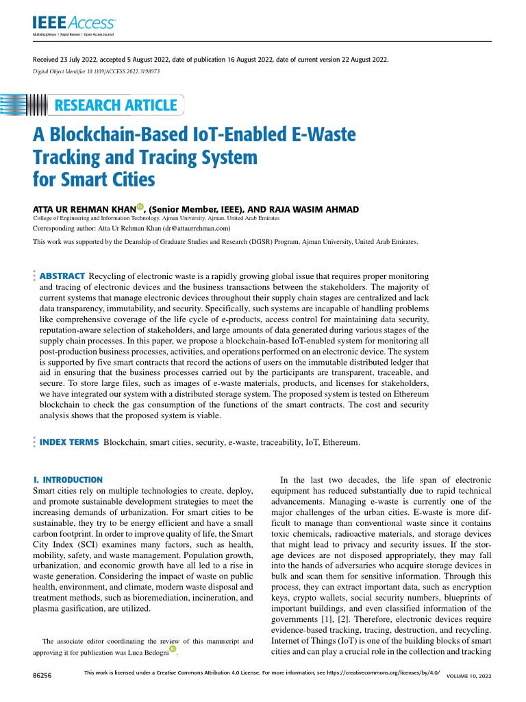 A Blockchain-Based IoT-Enabled E-Waste Tracking and Tracing System For Smart Cities | PDF ...