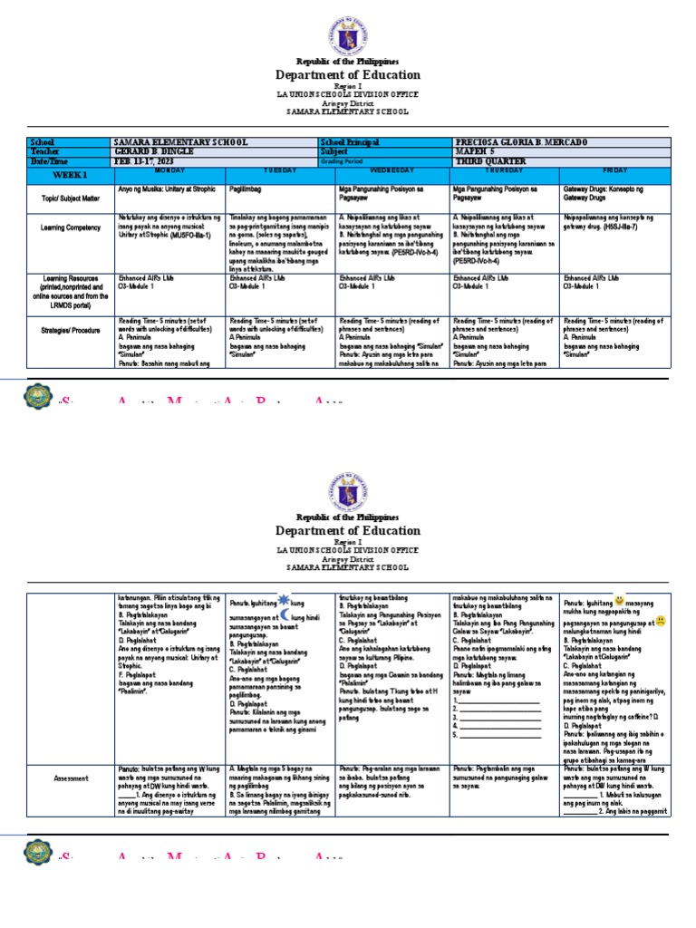 DLL g5 q3 Week1nosharingtayo Lang | PDF