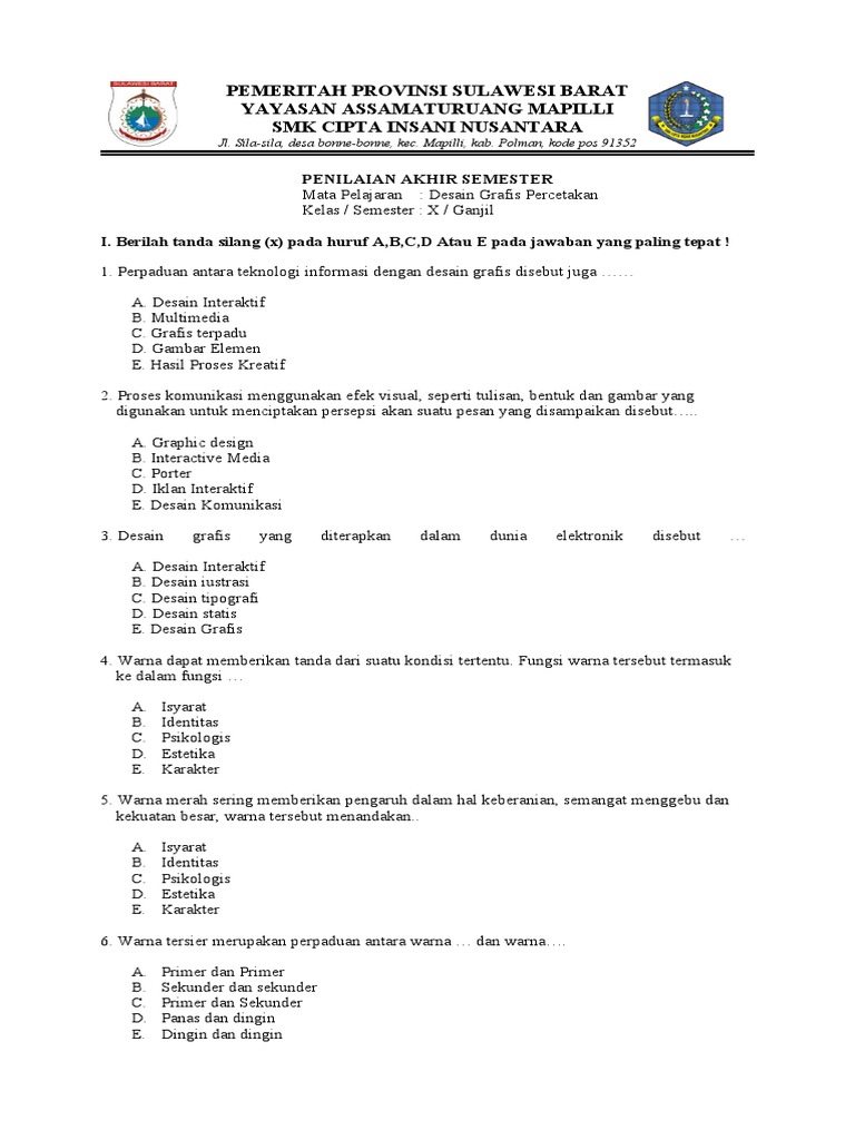 Soal Desain Grafis Percetakan BLM | PDF