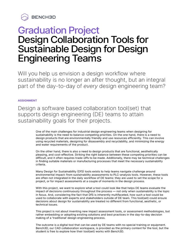Bench3D Graduation Project - Collaborate On DFS | PDF | Sustainability | Engineering