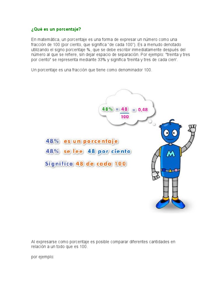 Qué Es Un Porcentaje | PDF | Porcentaje | Matemáticas